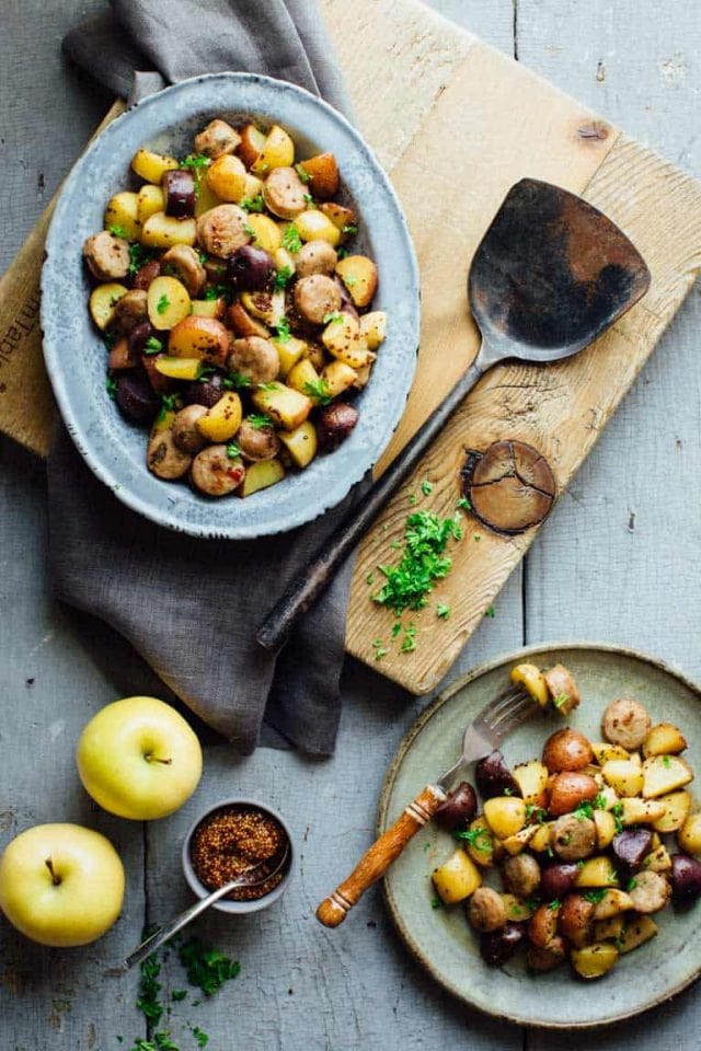 Roasted Potatoes with Apples, Sausage and Maple Mustard Glaze - Healthy ...