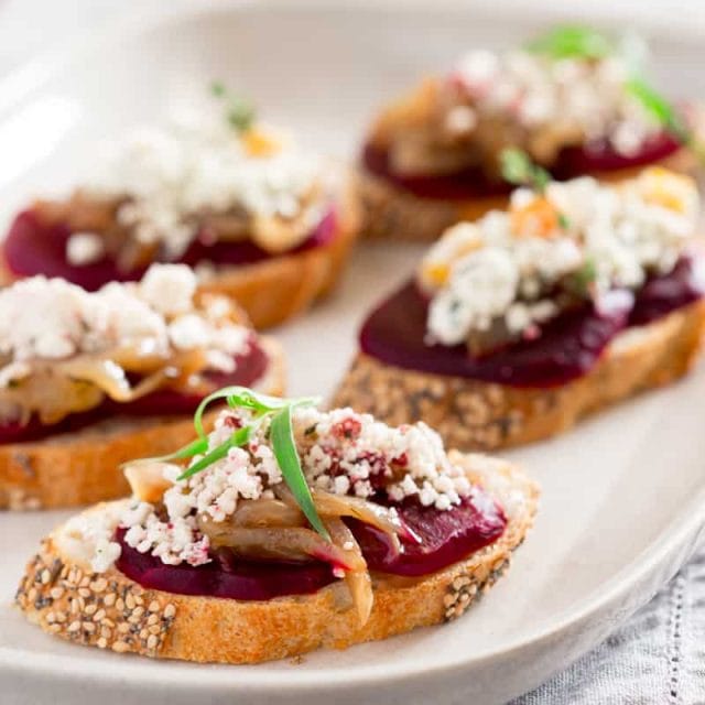 Beet and Caramelized Onion Bruschetta with Goat Cheese - Healthy ...