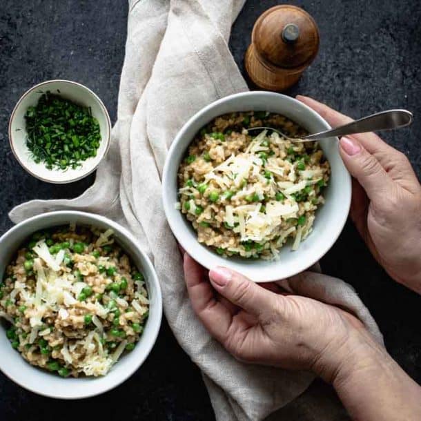 Brown Rice Risotto with Peas - Healthy Seasonal Recipes