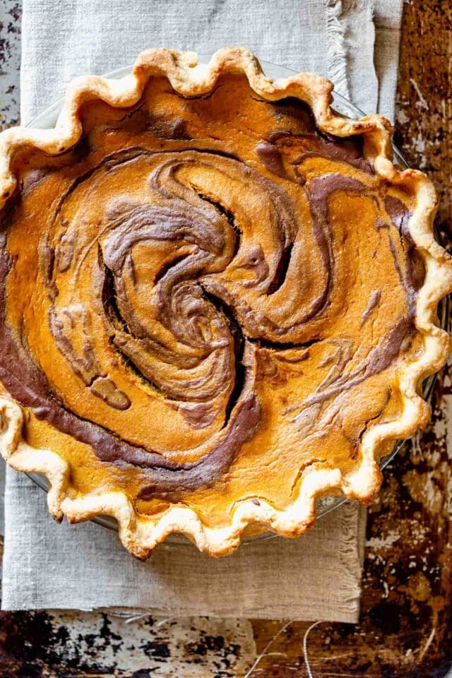 Chocolate Swirl Pumpkin Pie - Healthy Seasonal Recipes