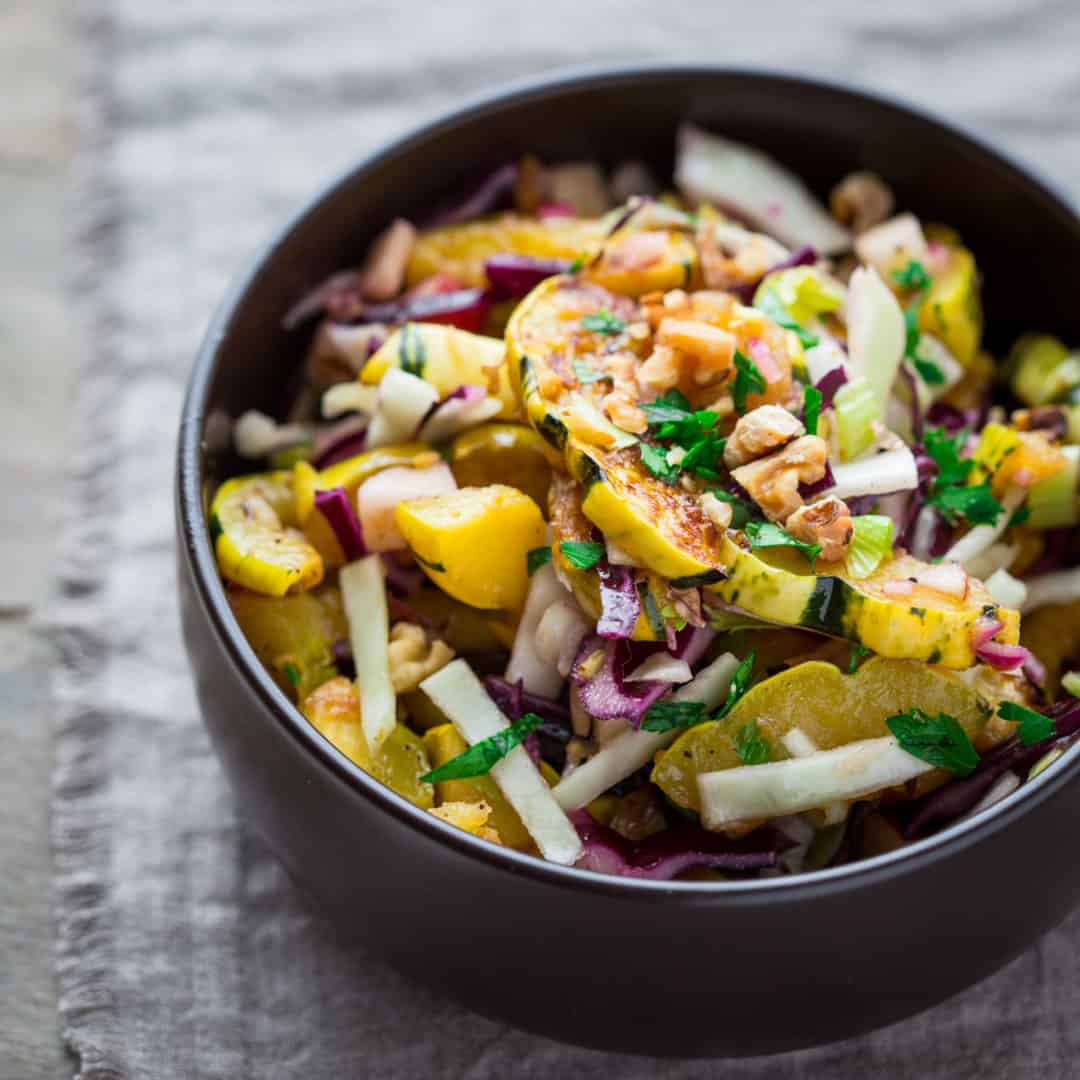 Roasted Delicata Squash Salad with Warm Pickled Onion Dressing ...