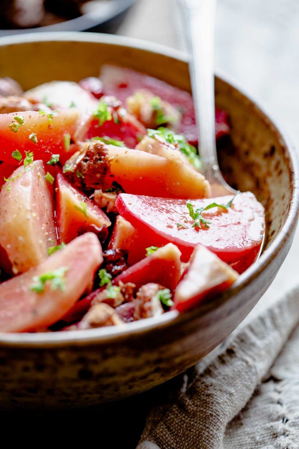 Chioggia Beets with Cranberries and Spiced Nuts - Healthy Seasonal Recipes