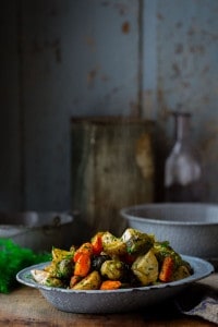 roasted root vegetables with spring herbs