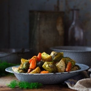 roasted root vegetables with spring herbs