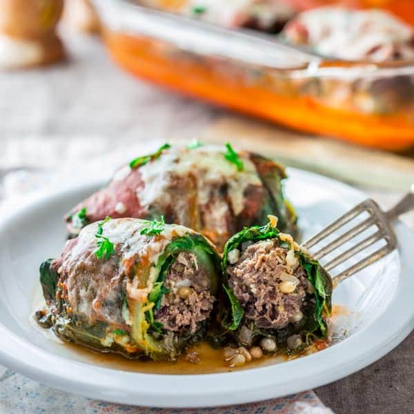 stuffed chard leaves with beef and pine nuts - Healthy Seasonal Recipes