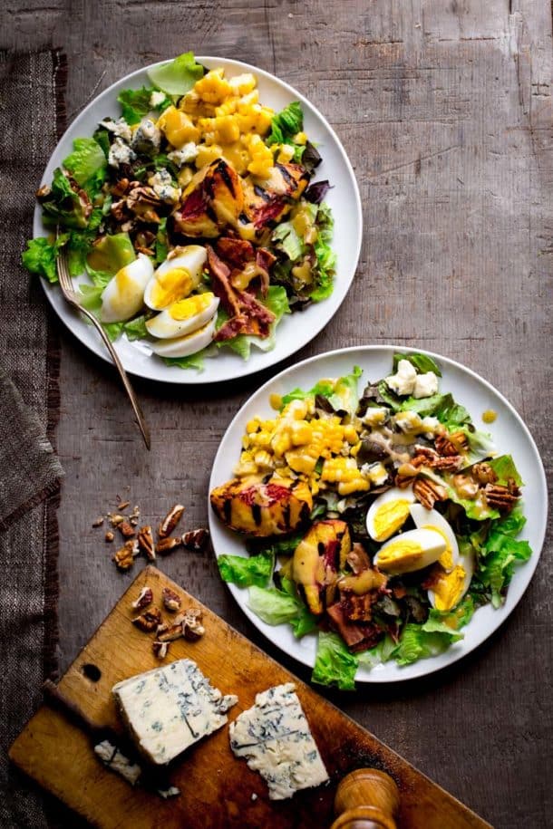 Grilled Corn and Peach Cobb Salad - Healthy Seasonal Recipes