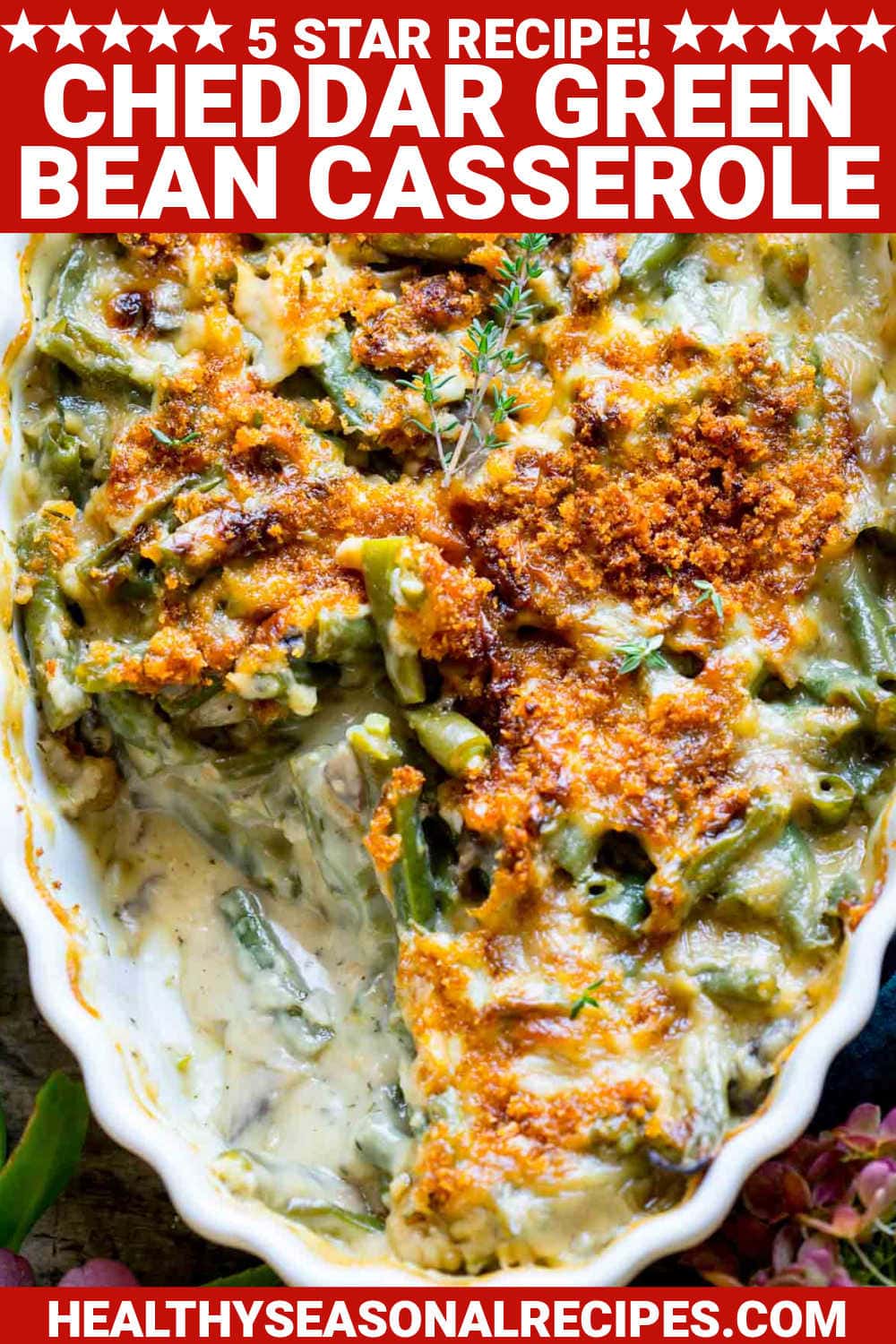 Creamy Green Bean Casserole with Cheese {From Scratch}