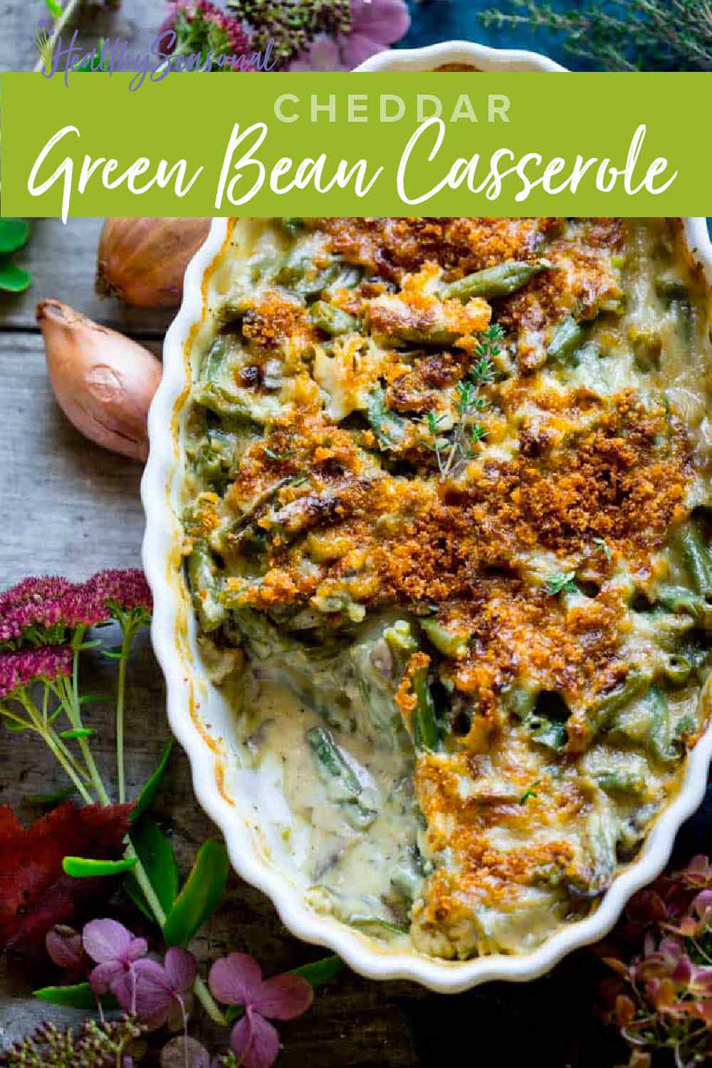 Creamy Green Bean Casserole with Cheese {From Scratch}
