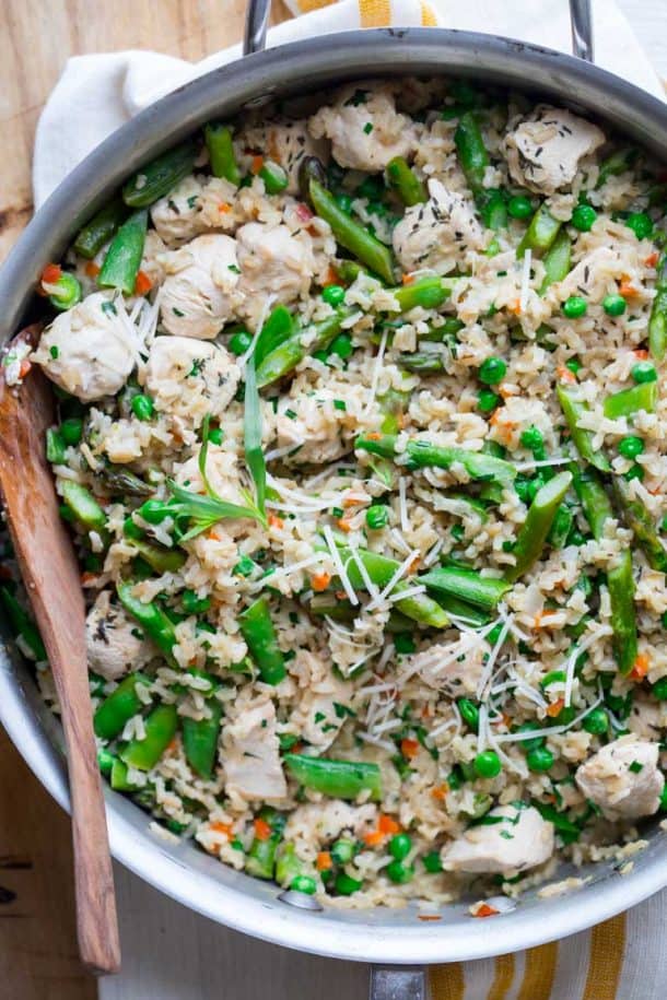 One Pot Chicken and Rice with Spring Veggies - Healthy Seasonal Recipes