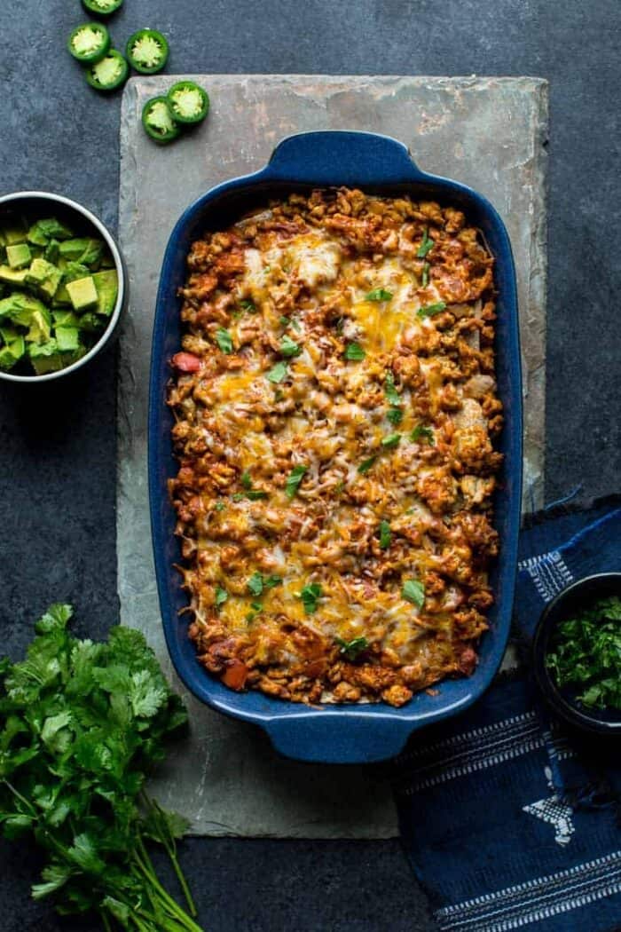 Layered Chicken Enchilada Casserole - Healthy Seasonal Recipes