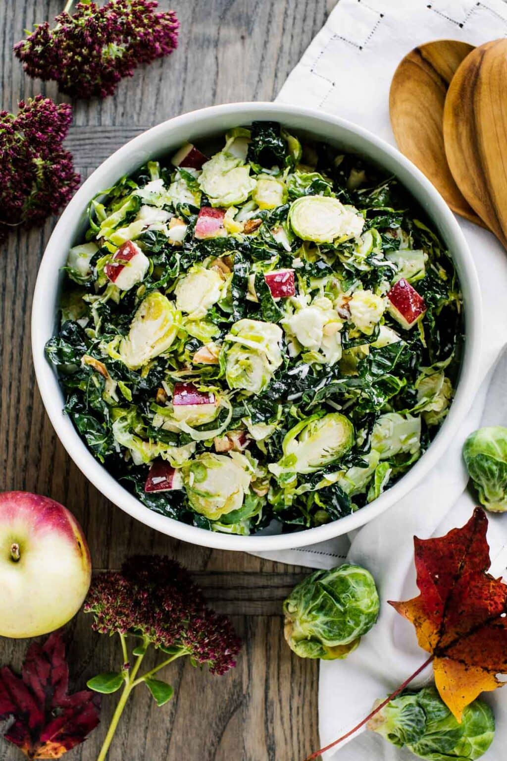 Kale & Shaved Brussels Sprout Salad - Healthy Seasonal Recipes