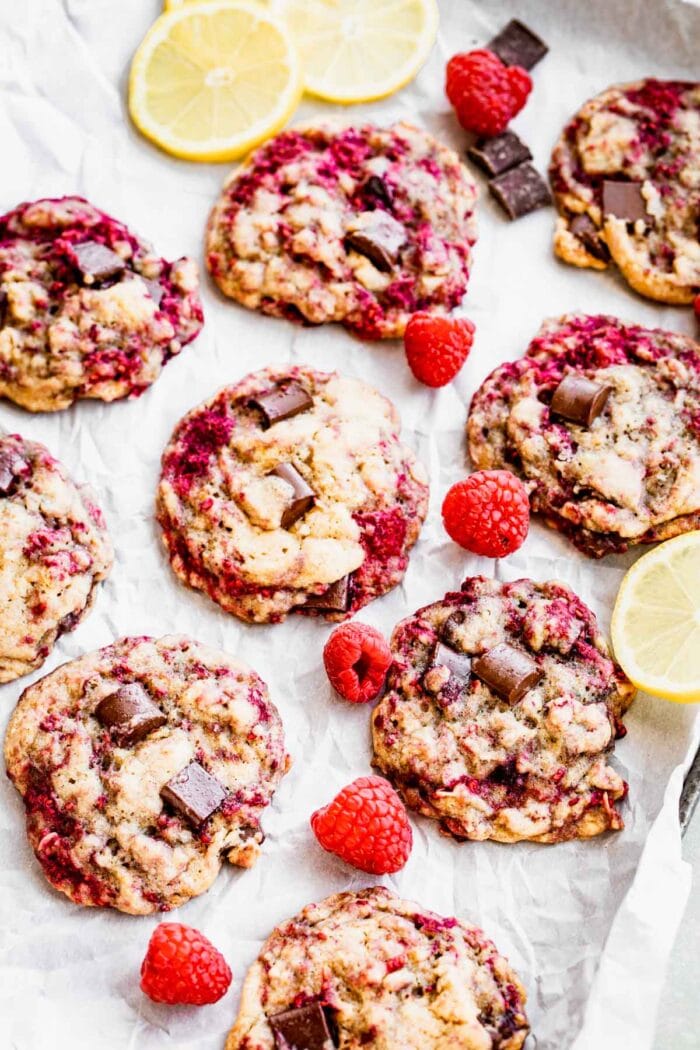 Raspberry Chocolate Chunk Cookies - Healthy Seasonal Recipes