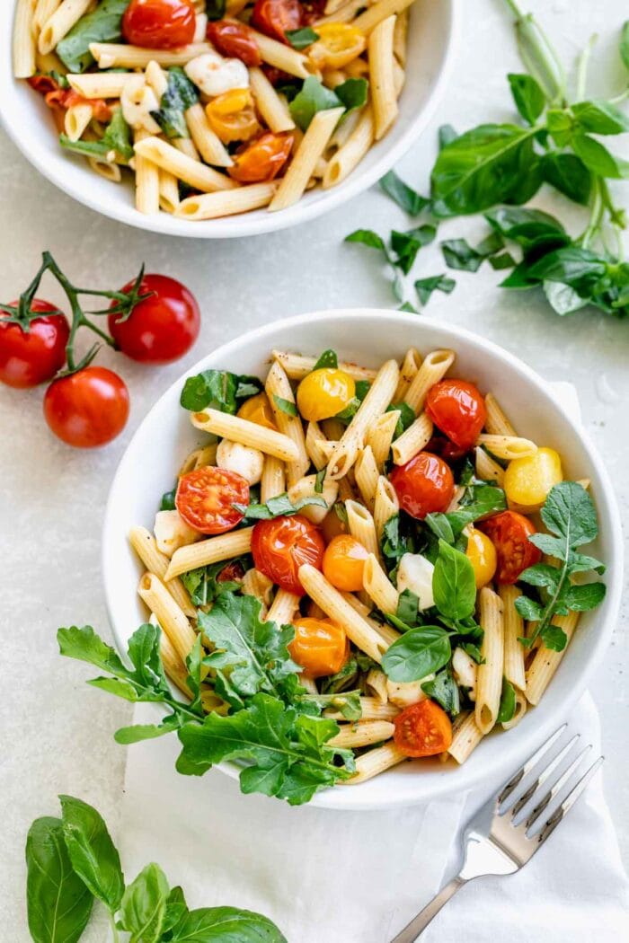 Cherry Tomato Penne Pasta Caprese - Healthy Seasonal Recipes