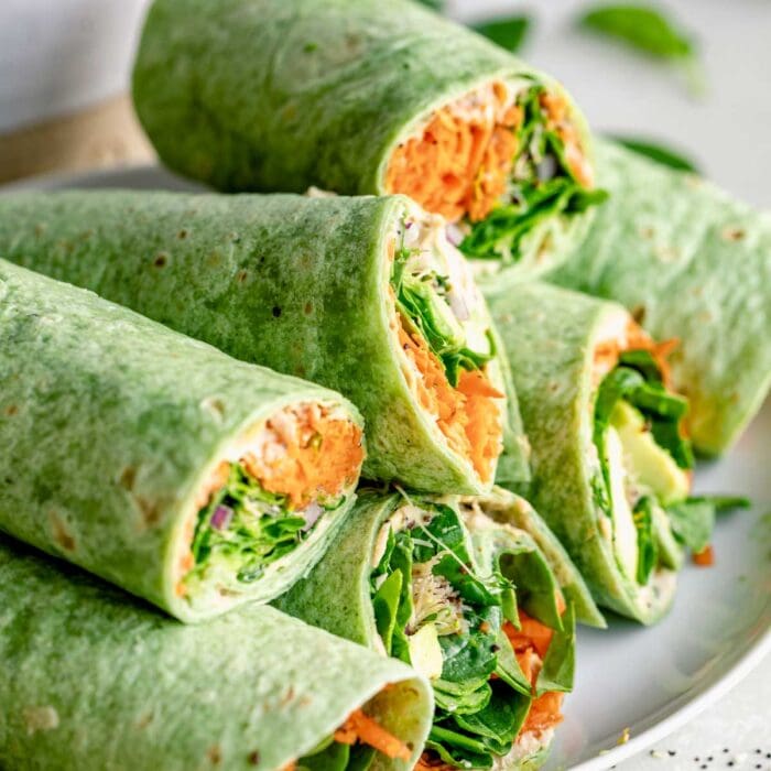 Veggie Spinach Wraps with Hummus - Healthy Seasonal Recipes