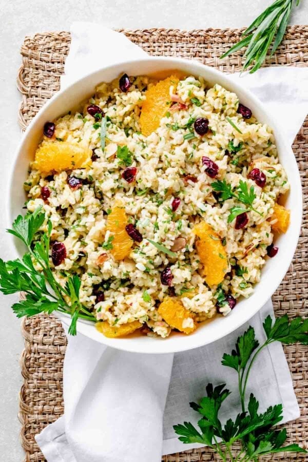 Easy Brown Rice Salad with Cranberries and Orange - Healthy Seasonal ...