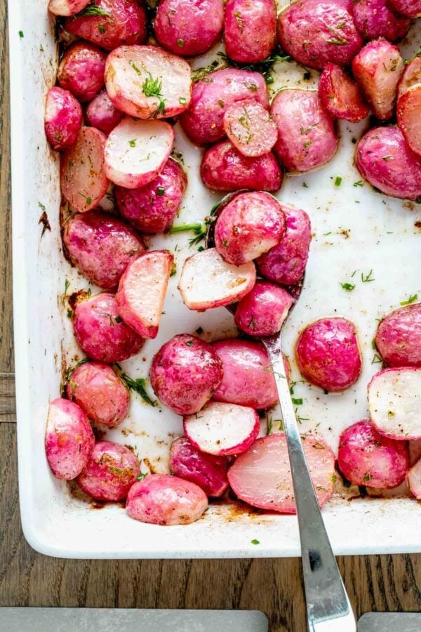 Easy Delicious Roasted Radishes with Butter and Herbs