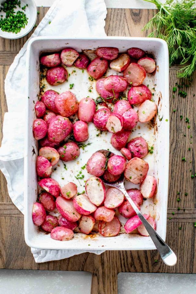 Easy Delicious Roasted Radishes with Butter and Herbs