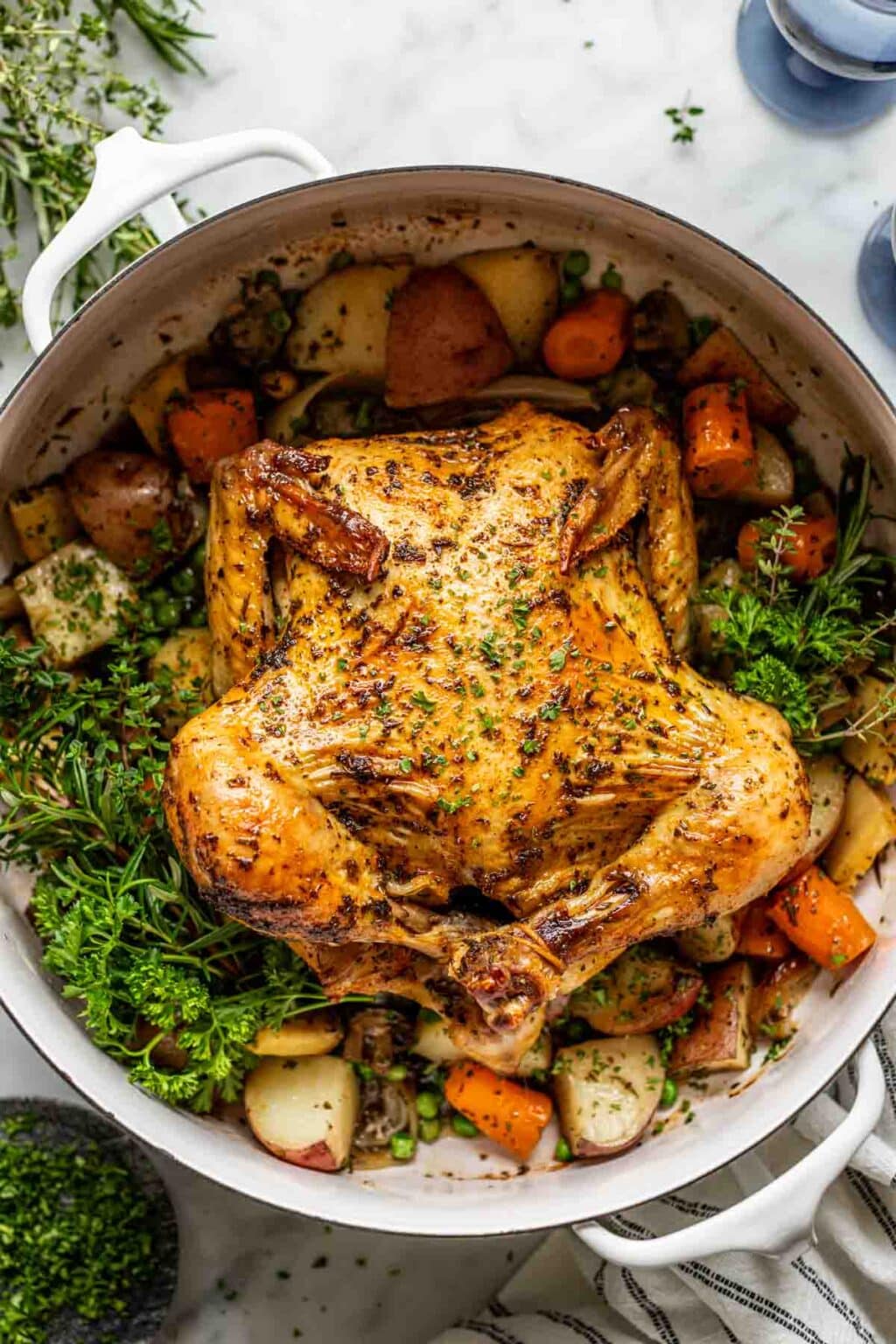 Dutch Oven Whole Roasted Chicken {Pot Roast Chicken}