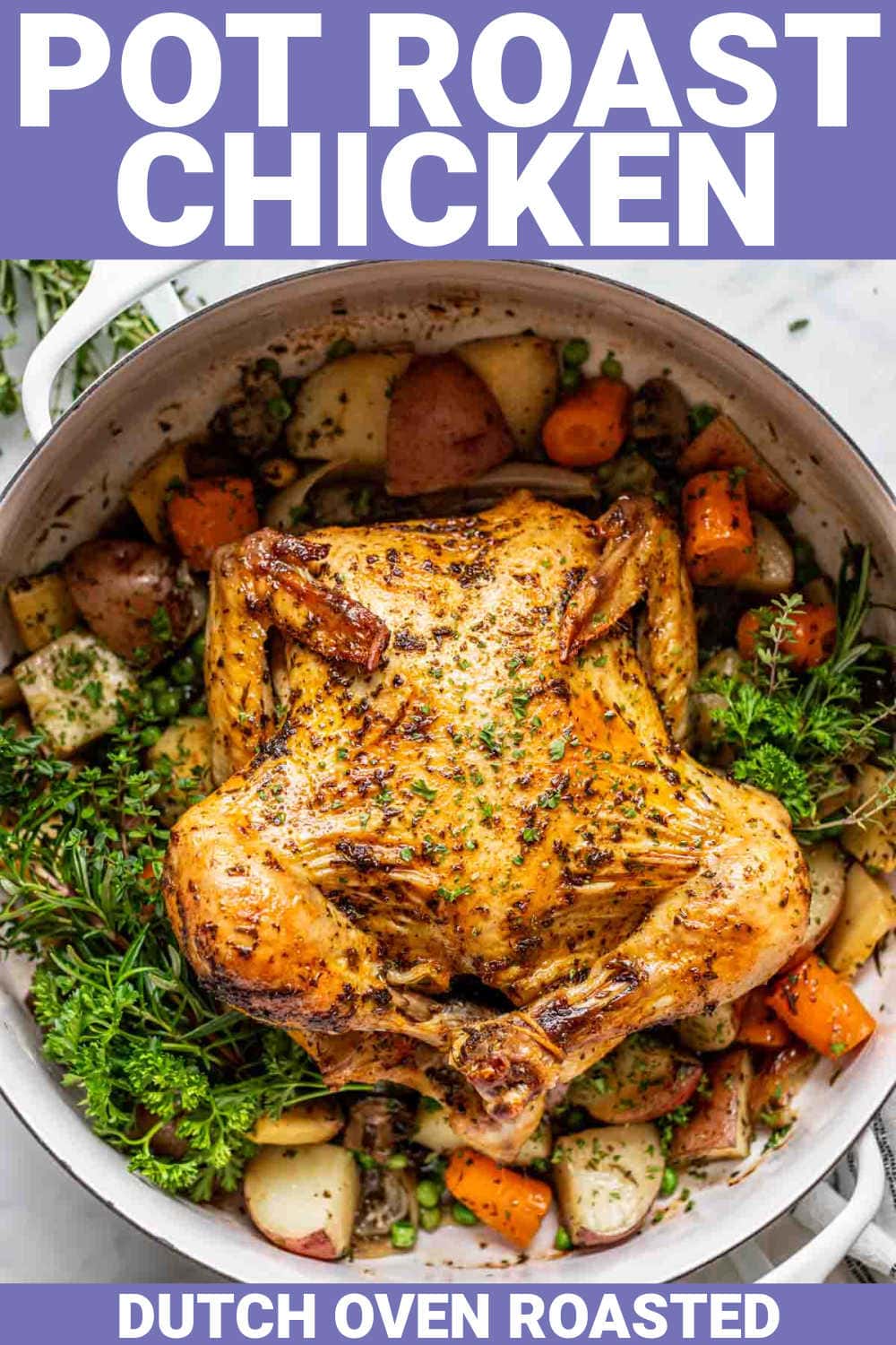 Dutch Oven Whole Roasted Chicken {Pot Roast Chicken}