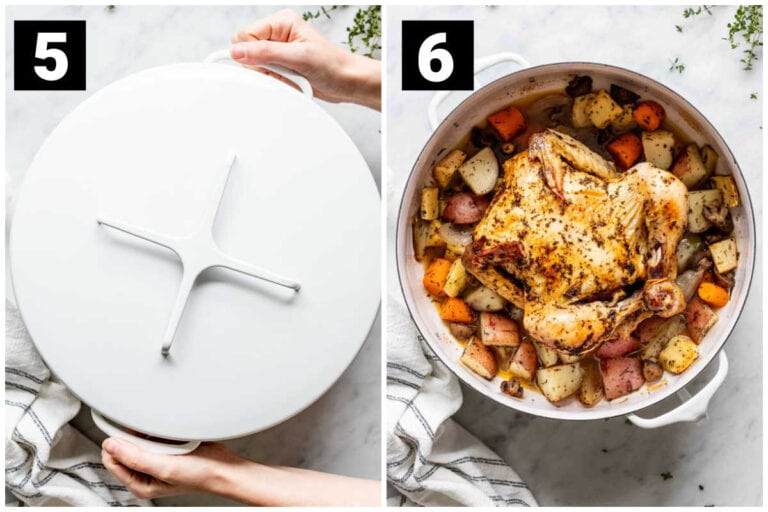 Dutch Oven Whole Roasted Chicken {Pot Roast Chicken}