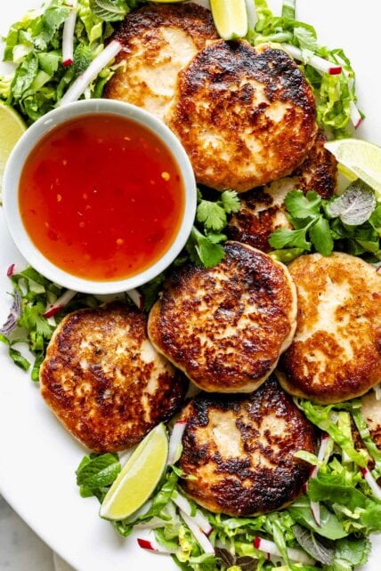 Thai-Style Fish Cakes with Herbal Salad - Healthy Seasonal Recipes
