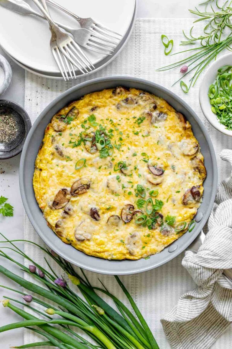 20 Minute Mushroom Frittata with Cheddar Cheese - Healthy Seasonal Recipes