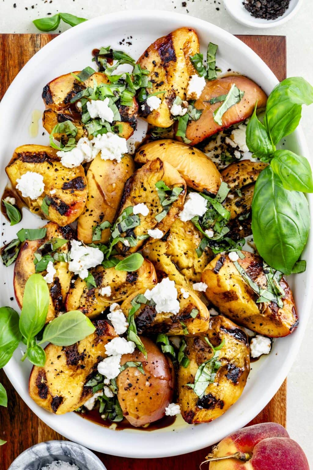 Grilled Peach Salad with Goat Cheese and Basil - Healthy Seasonal Recipes